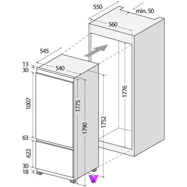 Midea Built-In (Double Door) Fridge & Freezer (MDRE353FGE01 ...