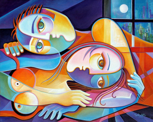 Lovers Cubism Cubist paintings Marlina Vera Fine Art