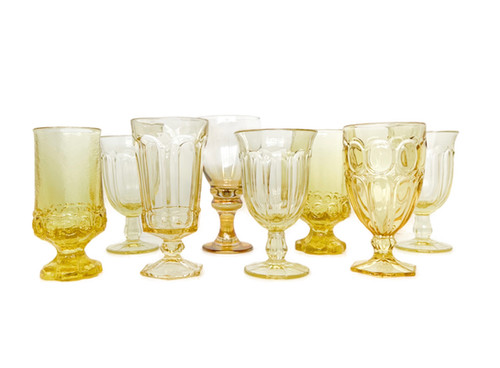 Yellow Vintage Glassware | ROYAL EVENT RENTALS