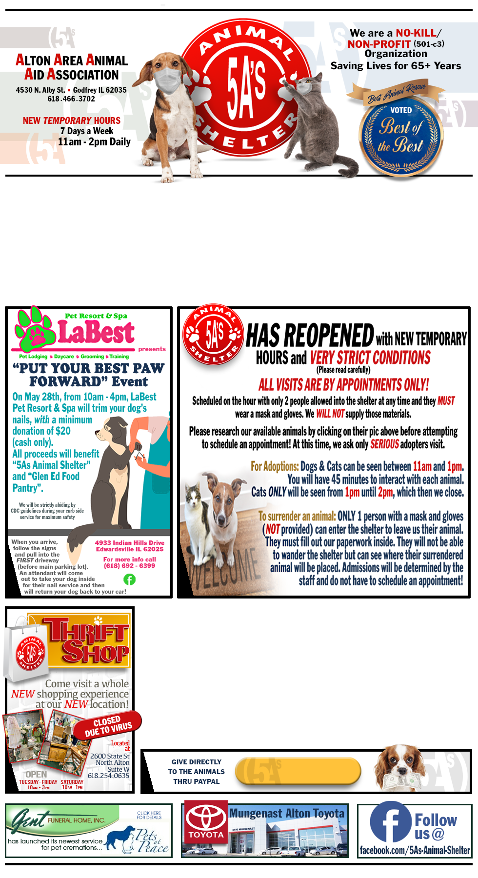 Alton Area Animal Aid Association Official Website,5A's,fiveas