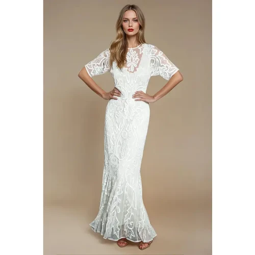 Lilly Off White Embellished 1920s Wedding Dress | Sheque
