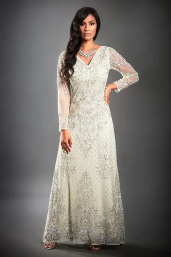 Bianca Mint Green Sheer Sleeve 1920s Wedding Dress | Sheque