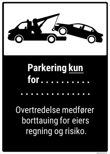 Borttauing/ reservert parkering 70x50 cm | bestmark