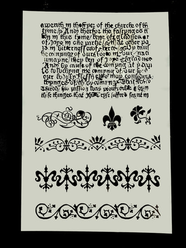 A4 Stencil Sheet Medieval Borders and Text | janiesoriginals