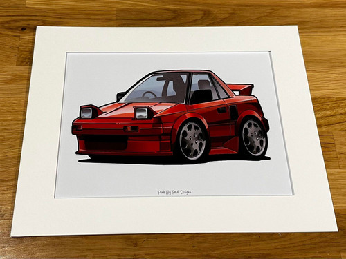Toyora MR2 MK1 Cartoon Drawing | Pink Lily Pad