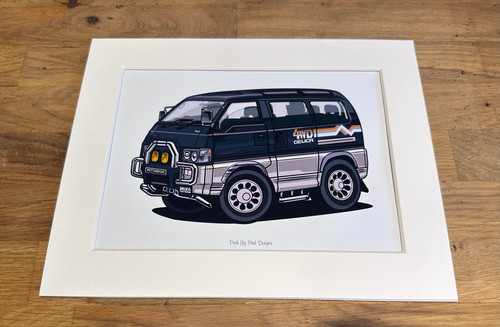 Mitsubishi Delica Cartoon Drawing | Pink Lily Pad