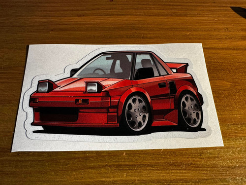 Toyota MR2 Cartoon Style Sticker | Pink Lily Pad