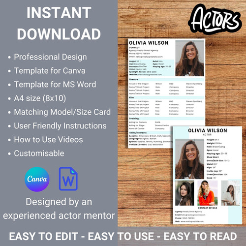 Stand Out with Professional Actor CV | Template & Size Card