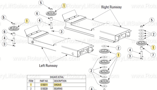 S130211 - SHEAVE ASSEMBLY | Carolina Auto lifts