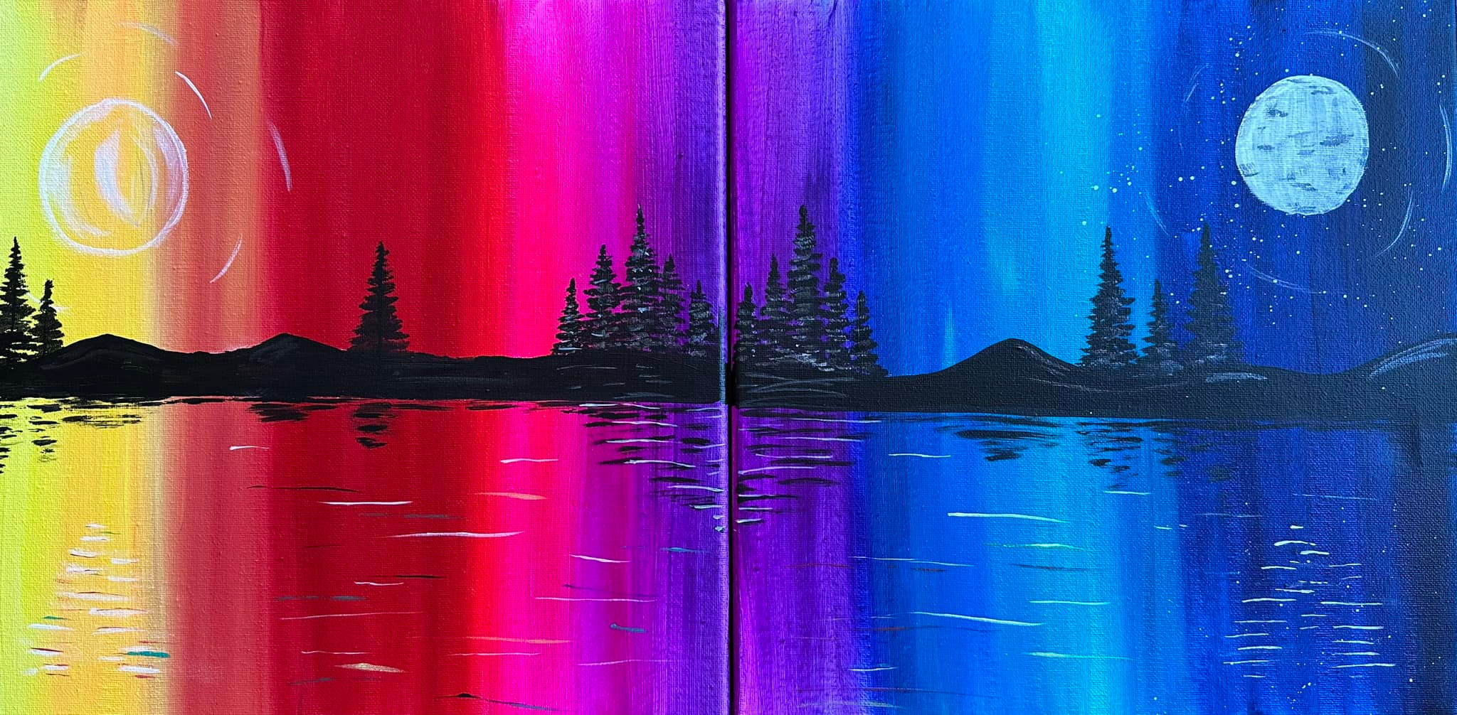 Day And Night (Couples Split Canvas) | Brews And Brushes Mt