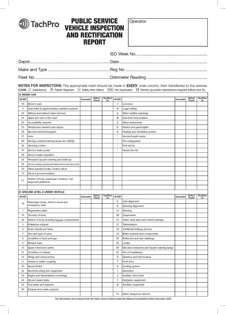 TACHPRO PSV Inspection & Maintenance Rectification Book | tachograph