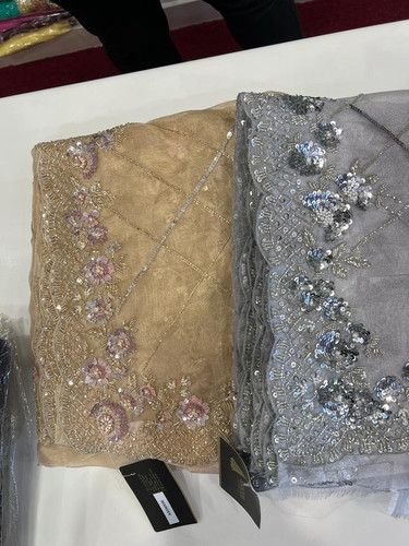 Beautiful Organza silk sarees with sequin and sittara work | Sanaaz ...