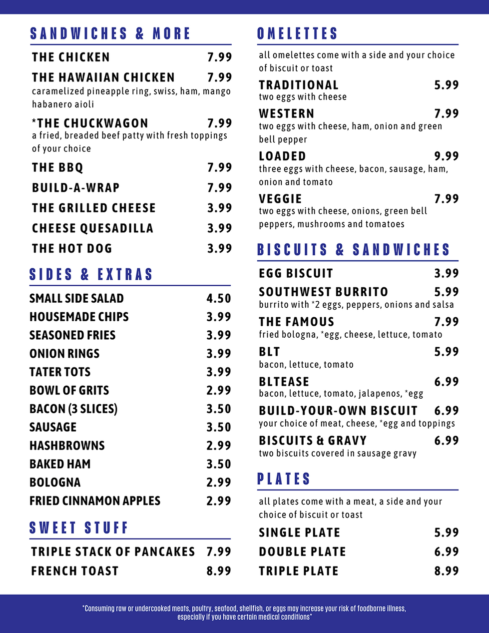 Menu | The World Famous Stadium Inn | Lynchburg