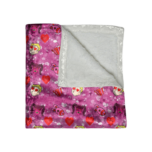 Emote Valentines Day Crushed Velvet Blanket | LaserWitchCreations