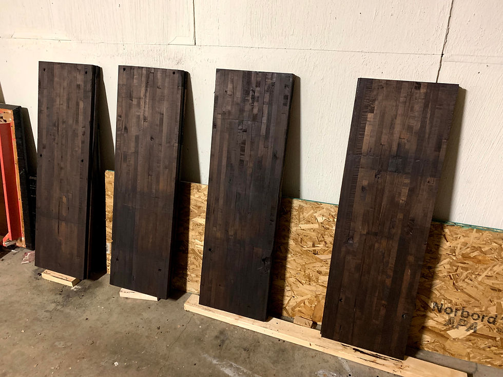 Shelves Made From Reclaimed Tongue & Groove Boxcar Floors