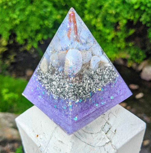 NEW! Tall 'Angel of Sleep' Pointy Orgonite Crystal Pyramid | katwb