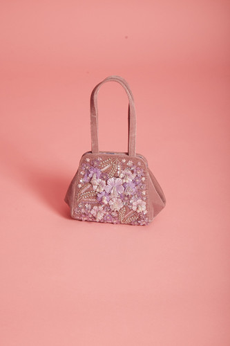 Lilac 3D Flower Bag With Handle | natashadalallabel