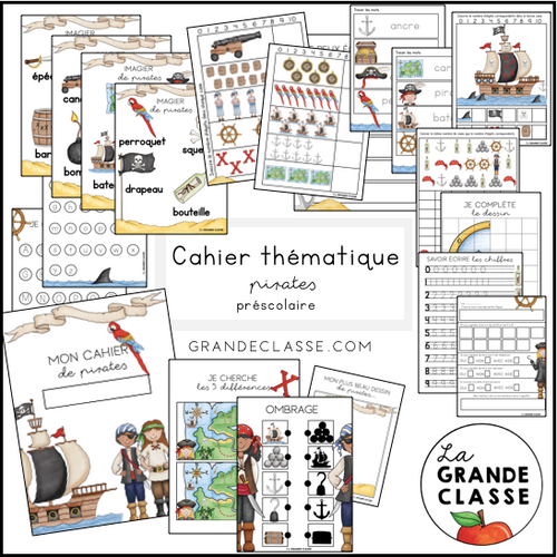 Cahier thématique pirates préscolaire | La grande classe