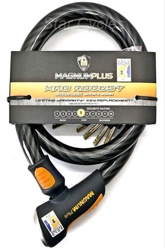 MAGNUM PLUS MAG ROBUST HEAVY DUTY COIL CABLE BIKE / MOTORBIKE LOCK ...