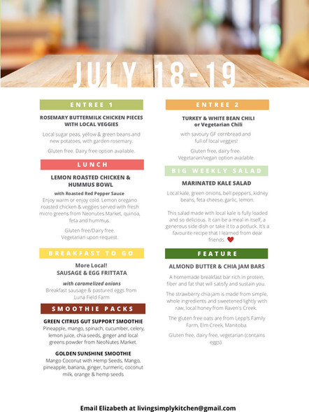 Past Menus | Living Simply Kitchen