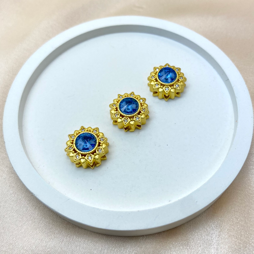 Sunflower Sapphire Enameled Charm | Navy Jade