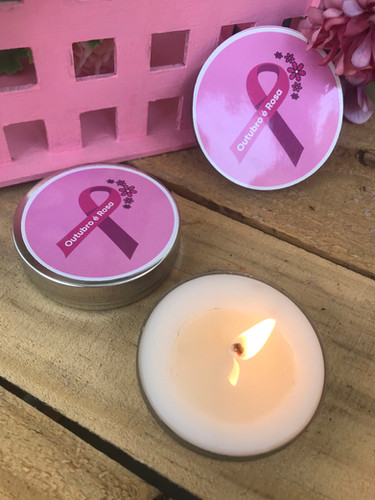 Lembrancinha Outubro Rosa Vela Perfumada na latinha | Banho de Lú