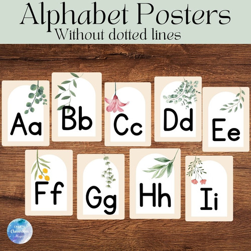 Boho Alphabet Posters - Calm Colors - Watercolor Plants - Classroom ...