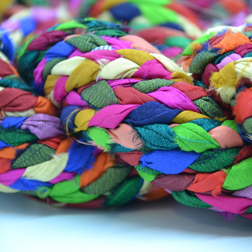 Plaited Recycled Sari Silk Ribbon Skein | bazaar