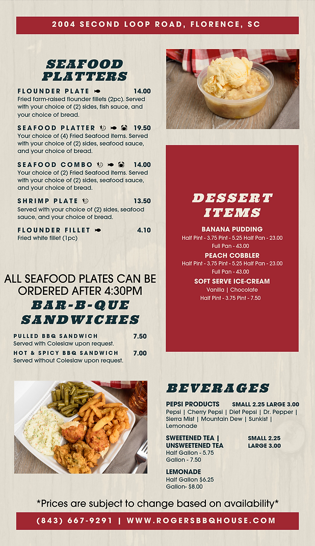 Take-Out Menu | Roger's BBQ House