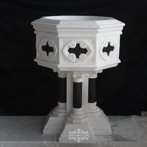 Carved Marble Gothic Religious Church Font | From Europe To You