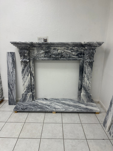 Exotic Tiger Marble French Style Fireplace Mantel | From Europe To You