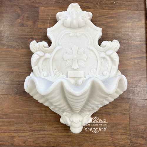 Carved Marble Church Religious Font | From Europe To You