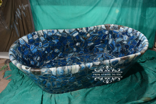 Rare Blue Agate Stone Designer Bathtub | From Europe To You