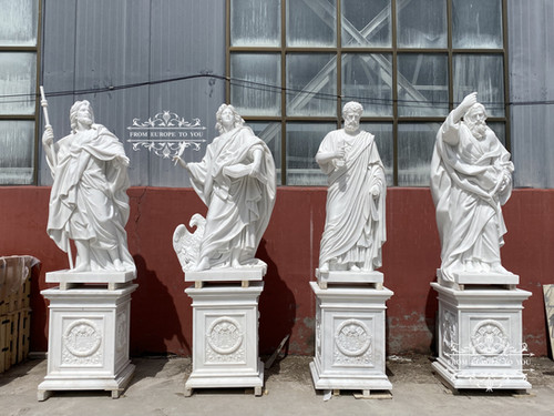 Incredible Set of 4 Roman Inspired Marble Statues | From Europe To You