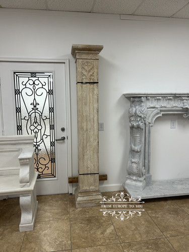 Carved Travertine Gothic Column | From Europe To You