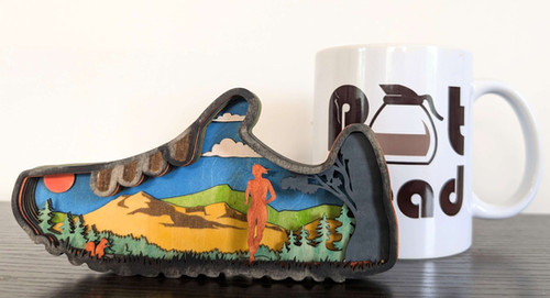 6 inch Trail Running Shoe Layered Wooden Art | Splintered Art