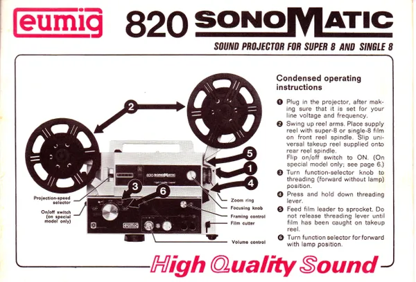 Instruction Manual: Eumig 820 Sonomatic Movie Projector | Film Forever MPE