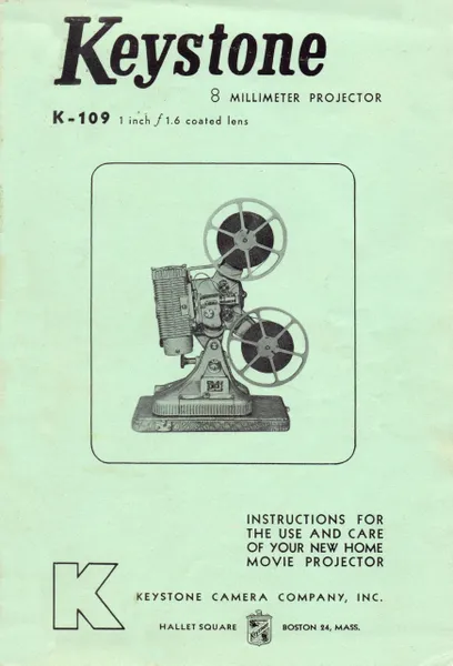 Instruction Manual: Keystone K-109 8mm Movie Projector | Film Forever MPE