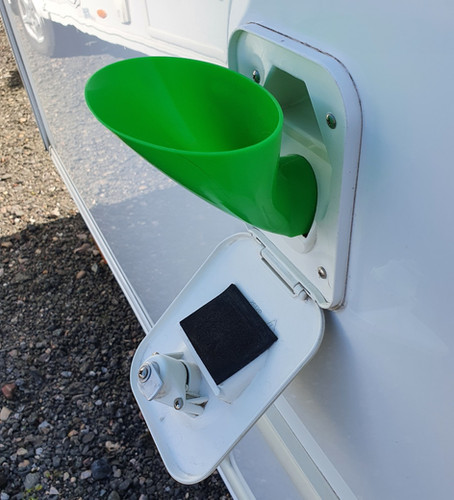 Caravan Toilet flush Filler Funnel (Green) | Caravan Funnels 4U
