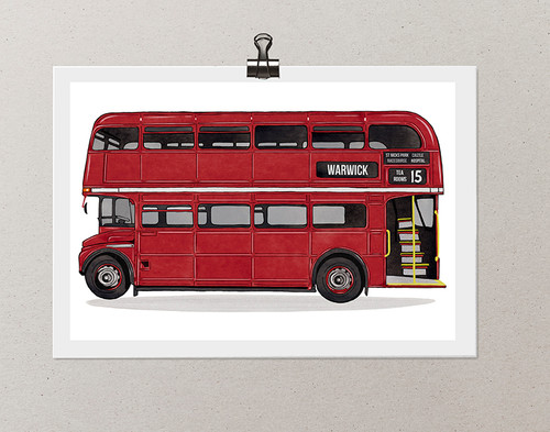 Red Double Decker Bus | Ali Hansen Art