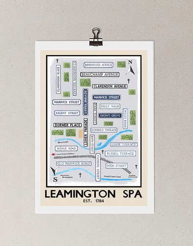 Leamington Spa Street Sign Map - unframed print | Ali Hansen Art