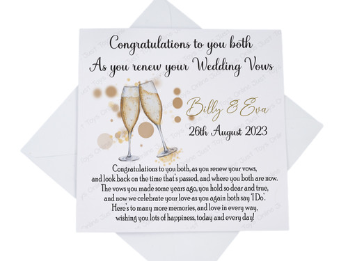 Champagne Personalised Wedding Vow Renewal Poem Card | Just-Toys-Online