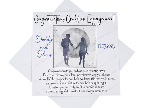 Galaxy Moon Couple Personalised Congratulations on your Engagement Poem ...