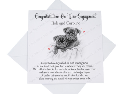 Sketchy Pugs Dog Personalised Congratulations on your Engagement Poem ...