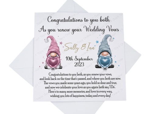 Gonks Personalised Wedding Vow Renewal Poem Card | Just-Toys-Online