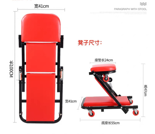 Foldable Z-Creeper Seat Roller Stool Rolling Mechanic Chair Garage Work ...