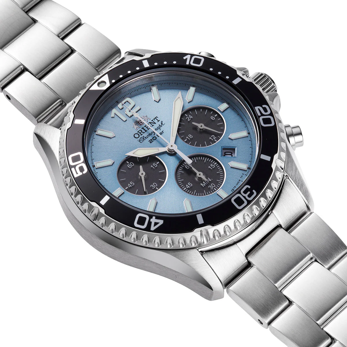 Orient Mako Solar Ice Blue Chronograph RA-TX0206L10B 200M Men's Watch ...