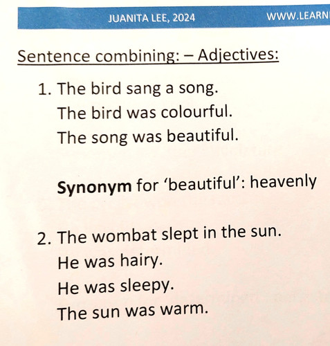 Sentence combining (adjectives / adverbs) for middle-primary school ...