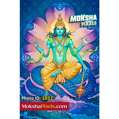 Divine Repose: An Illustration of Lord Vishnu on Ananta Sesha (Digital ...