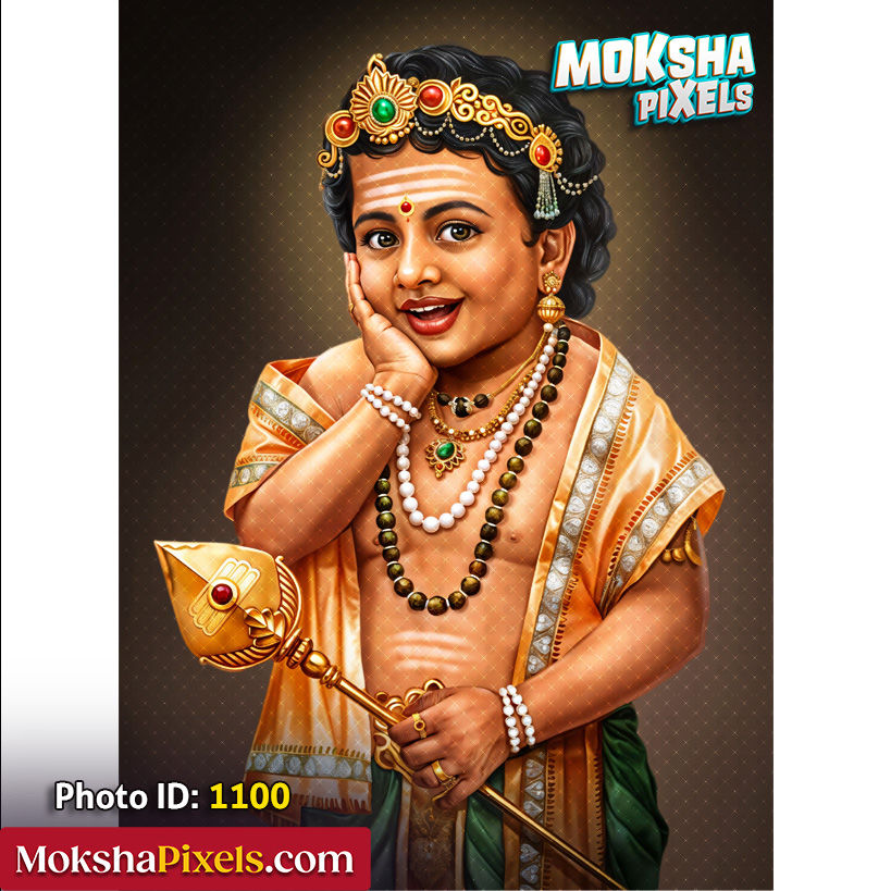 Divine Legacy: A Vintage Hand-Painted Portrait of Lord Murugan Digital ...